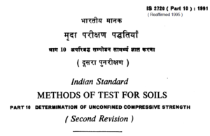 IS 2720 (PART 10) 1991 INDIAN STANDARD METHODS OF TEST FOR SOILS ...